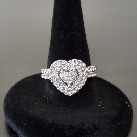 Jewelry | Cubic Zirconia Heart Wedding Ring Set | Poshmark
